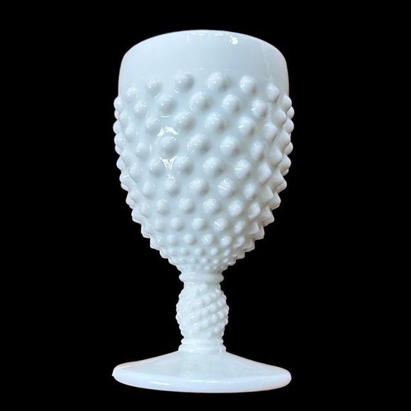 Fenton Dining Vintage Fenton Goblet Milk Glass White Hobnail Water Wine Goblet 3845 Footed